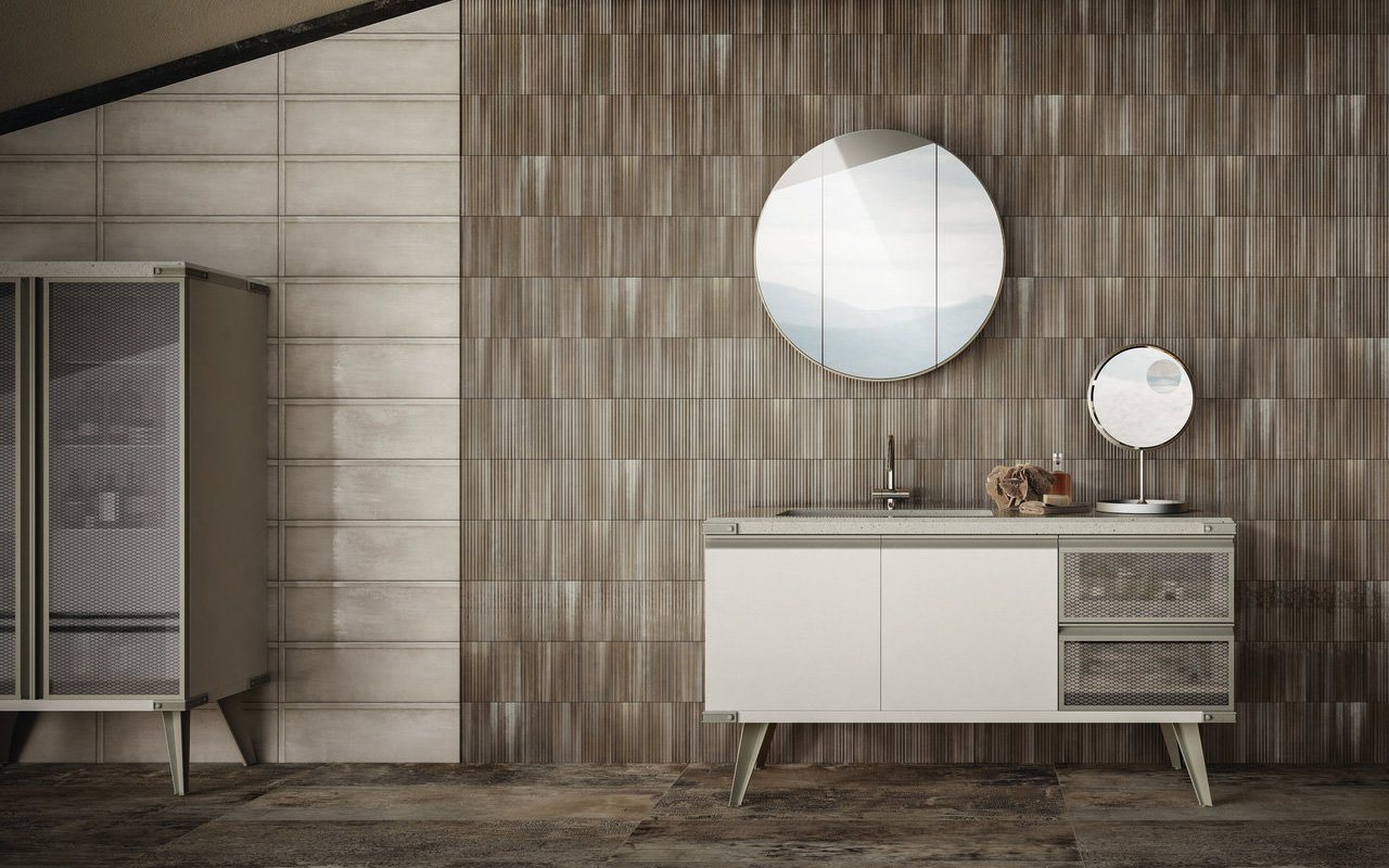 Diesel Living, Iris Ceramica Wall Tiles, Ribbed Oxide, Burnish, 4”x8 ...