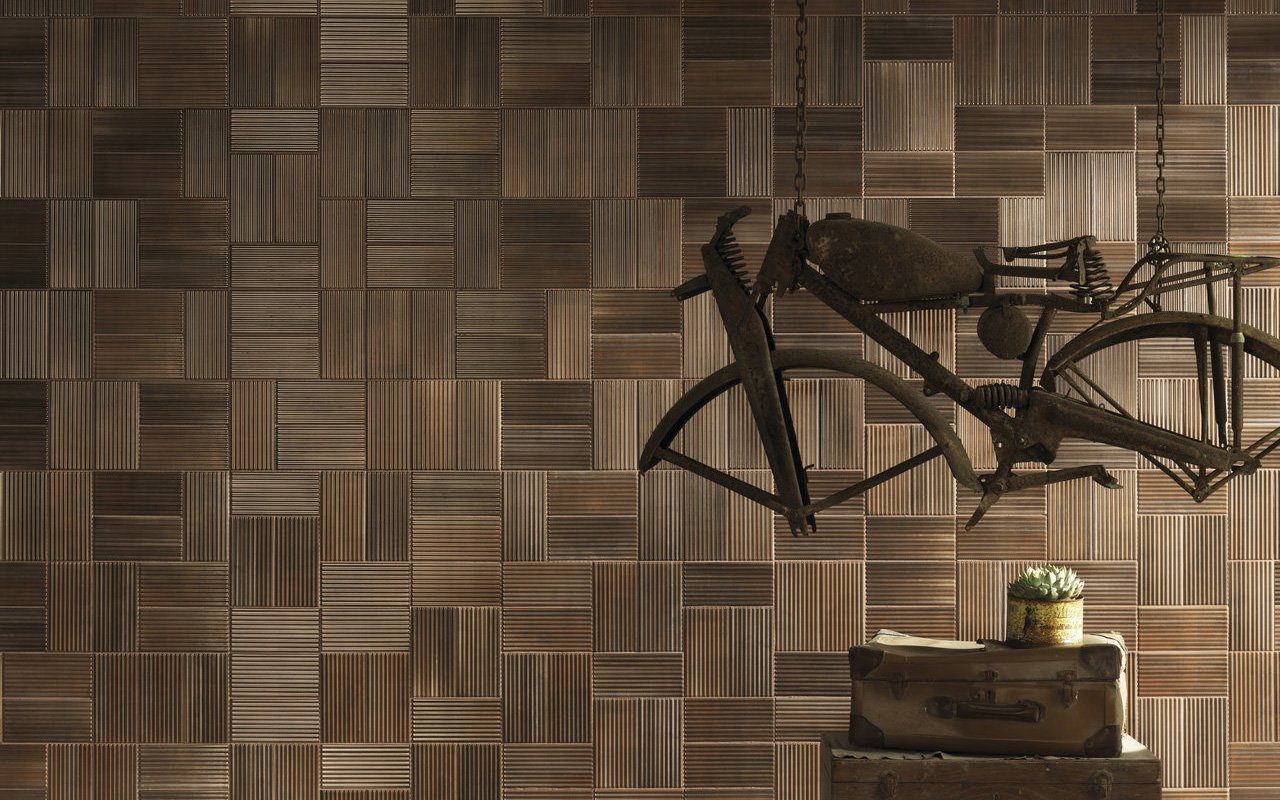 Diesel Living, Iris Ceramica Wall Tiles, Ribbed Oxide, Rusty, 4”x8 ...