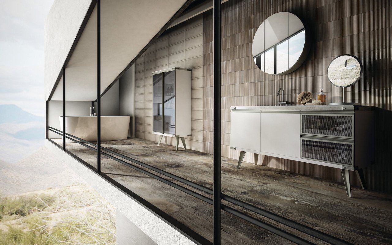 Diesel Living, Iris Ceramica Wall Tiles, Ribbed Oxide, Burnish, 4”x8 ...